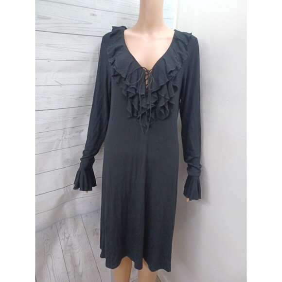 Stetson | Dresses | Stetson Black Dress Ruffles Bell Long Sleeve ...